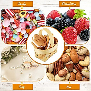 8 Pcs Mini Woven Basket with Handle Miniature Flower Basket Dollhouse Small Picnic Basket Party Favor Wood Weaving Basket Tiny Candy Gift Baskets for Fairy Garden Table Tree Hanging Decoration