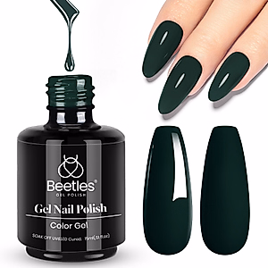 Beetles Green Gel Nail Polish, 15ML 0.51OZ Forest Green Color Soak Off UV Nail Lamp spring Gel Polish Nail Art Manicure Salon DIY Nail Art Design Decoration at Home Gift for Women