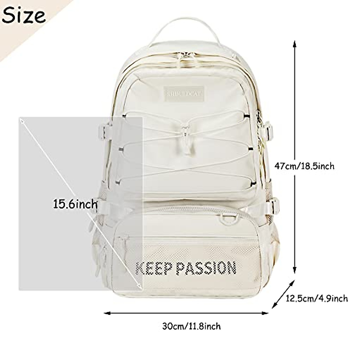 Laptop Backpacks for Women Men 16 Inch School Bag College Backpack Anti Theft Travel Daypack Bookbag for Teens Girls Students (Beige)