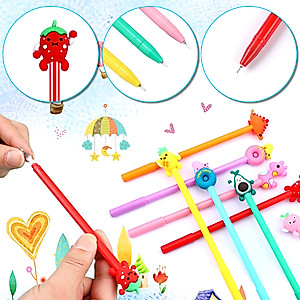 SANNIX 50 Pieces Cartoon Cute Gel Ink RollerBall Pens Bulk Assorted Styles Novelty Writing Pen for Kids Gift School Office Home Supplies Present