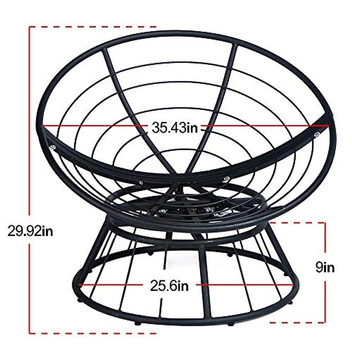 ATR ART TO REAL Papasan Chair, 360-degree Swivel Outdoor Papasan Chair with Beige Cushion and Durable Frame, Comfy Circle Lounge Moon Chair