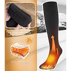Aoliks Black Warm Socks for Women,Thermal Knee High Socks Cotton Long Socks for Running Hiking Skiing Gifts