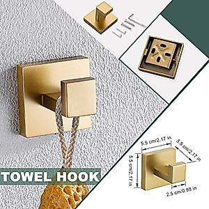 Brushed Gold Bathroom Towel Bar Sets Premium Stainless Steel 4-Piece Bathroom Hardware Set Wall Mounted Square Bathroom Accessories Kit