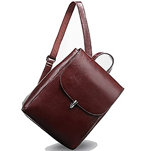 HESHE Women’s Leather Backpack Casual Style Flap Backpacks Daypack for Ladies (Coffee)