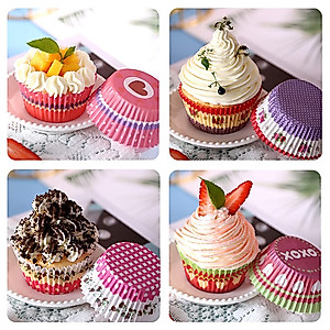 SKIDEC Cupcake Liners 4 Styles, Colorful Paper Baking Cups, Disposable Cupcake Wrappers Muffin Cupcake Liners for Holiday and Party Baking Supplies, 400 Pack