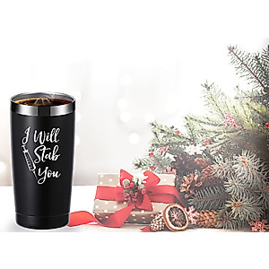 momocici I Will Stab You 20 OZ Tumbler.Funny Nurse Week,Nurse Gifts.Gag Nursing Graduation Gifts for Nurse.Nurse Practitioner Gifts Travel Mug(Black)