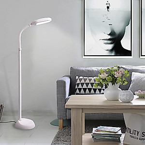 UMPOOL Bright LED Floor Lamp with HI-Off-Low Switch 2-Level Brightness 12W 63 Inches Tall for Living Room & Bedroom Reading, Repair, Crafts, Sewing etc. (White)