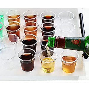 Plastic Shot Glasses 2 Oz - Disposable mini Jello Shot Cups, Party Tumblers For Condiments, samples, Sauce, (100 Cups)