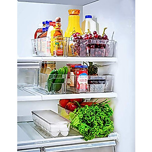 fridge bins and organizers Set of 10 - Stackable refrigerator bins set includes 6 bins for food containers and 4 precut shelf liners for fridge shelf's