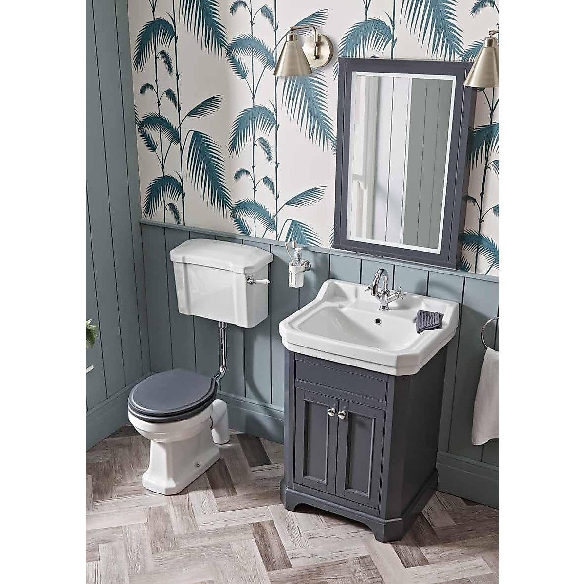 AMASHEN 24" Victoria Sink Without Pedestal, Rectangular Ceramic Bathroom Sink with Single Hole and Overflow, White (Sink Only)