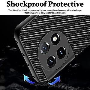 Miimall Compatible for One Plus 11 5G Leather Case, with Carbon Fiber Pattern, Anti-Fingerprint Ultra-Thin Lightweight Shell, Full Coverage Shockproof Cover Case for One Plus 11 5G, 2023(Black&Red)