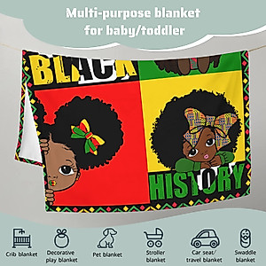 HawSkgFub Baby Toddler Girl I Am Black History African American Juneteenth Blanket Nursery Inspirational Afro Melanin Flannel Fleece Swaddling Blankets Soft Lightweight Newborn Kids Crib Bedding 30x40
