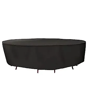 Patio Extra Large Waterproof Round Oval Table & Chair Cover - Outdoor Patio Table Chair Combo Washable - Heavy Duty Furniture 600 Denier Polyester