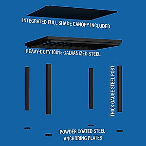 Backyard Discovery Trenton 16' x 12' Modern Galvanized Steel Pergola Kit with Shade Sail Canopy, All-Season Durability, PowerPort, High-Wind Rating for Outdoor Patio, Garden, Deck, Entertaining