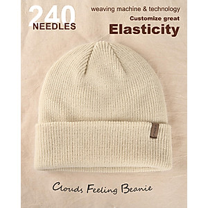 FURTALK Beanie Hats for Women Men Winter Hats Womens Knitted Slouchy Beanies Cuffed Skull Cap Warm Ski Hat Beige