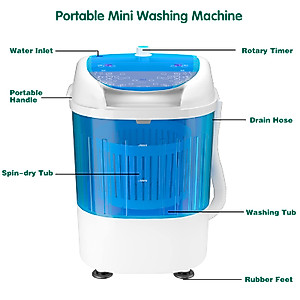 Renatone EP24895 5.5lbs Mini Washing Machine w/Spin Dryer, Transparent