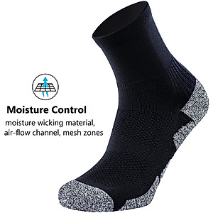 CWVLC Compression Athletic Unisex Quarter Socks Cushioned, 4-Pairs Black, L