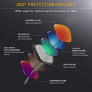 Bwake Replacement Lenses for Oakley Holbrook XL Set Sunglasses OO9417 - Black + Silver + Green + Fire Red POLARIZED