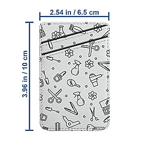 Diascia Pack of 2 - Cellphone Stick on Leather Cardholder ( Hair Salon Beauty Pattern Pattern ) ID Credit Card Pouch Wallet Pocket Sleeve