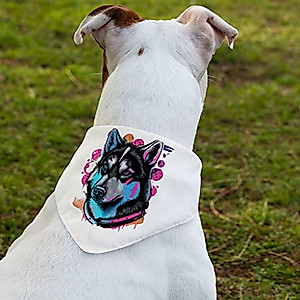 Siberian Husky Dog Pet Bandana Collar - Paint Scarf Collar - Husky Dog Bandana - XL