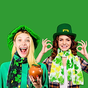 3 Pcs Women's St. Patrick's Day Scarf Long Green Shamrock Scarf Lightweight Irish Clover Silky Scarf Women Sheer Wrap Shawls Holiday Outfits Costume Accessories for Parade Party Supplies Favors