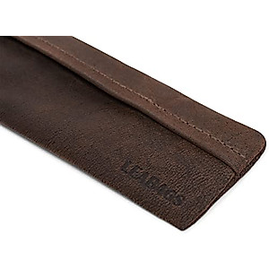 LEABAGS Leather Pencil Case - Genuine Leather Pencil Pouch Fort Vaux - Pen Case for Adults Men Women Work University Nutmeg Brown