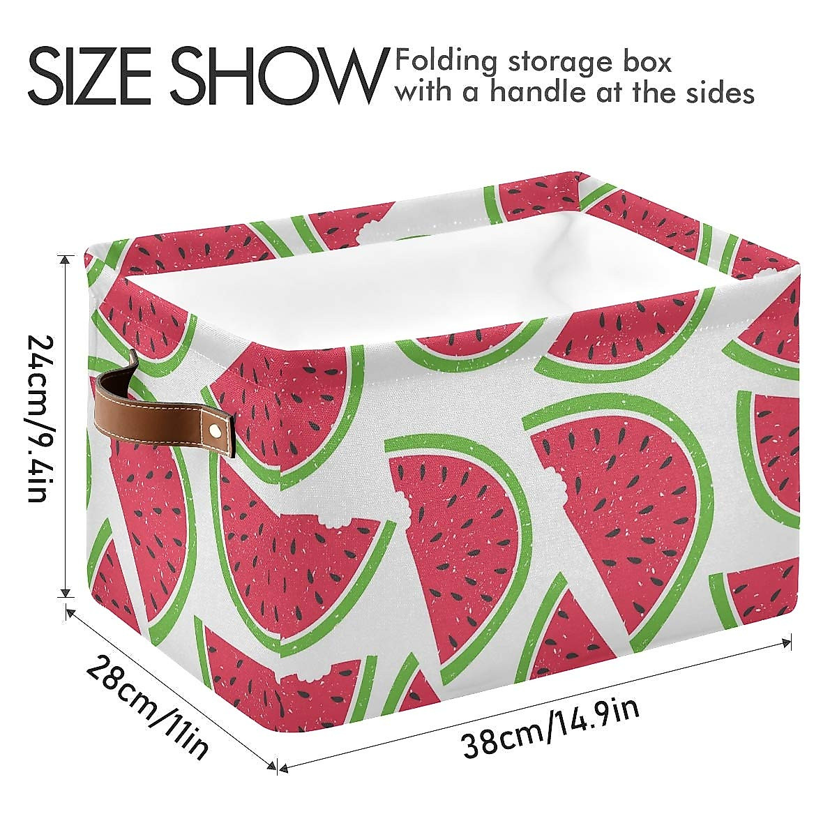 Rectangular Storage Bin Patron Sandia Watermelon Basket with Handles - Nursery Storage, Laundry Hamper, Book Bag, Gift Baskets