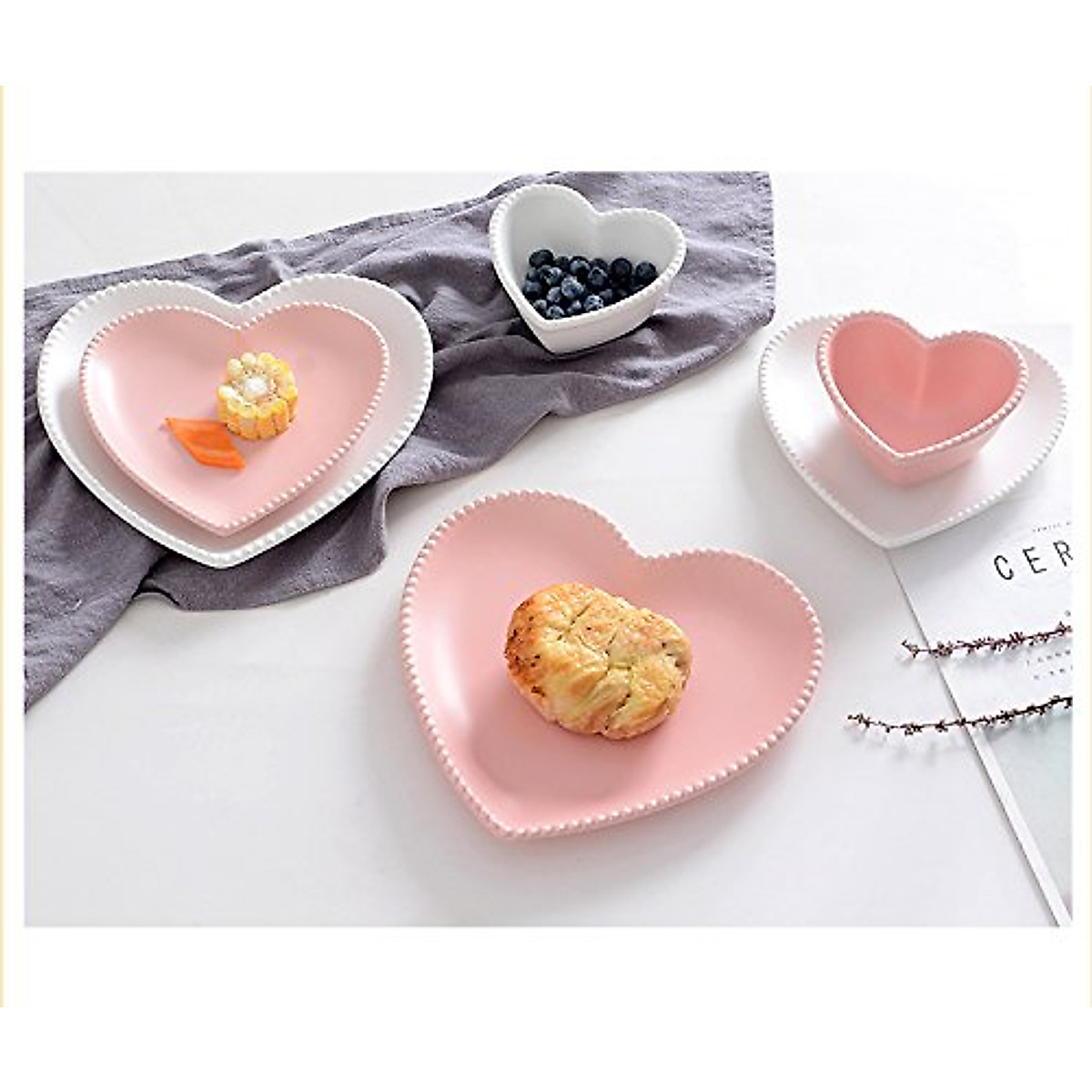 CHOOLD Elegant Ceramic Heart Shaped Dessert Plate for Kitchen Party, 7 Inch - 1 PCS