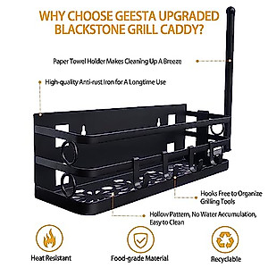 Griddle Caddy for 28"/36" Blackstone Griddles - Grill Caddy Space Saving BBQ Accessories Storage Box with Paper Towel Holder, Griddle Accessories Organizer,Tool Free No Drill