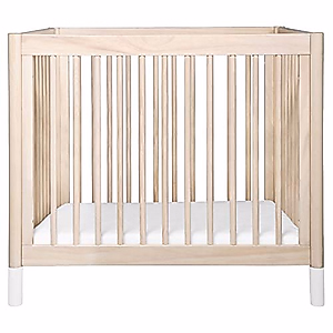 Babyletto Gelato 4-in-1 Convertible Mini Crib in Washed Natural and White, Greenguard Gold Certified
