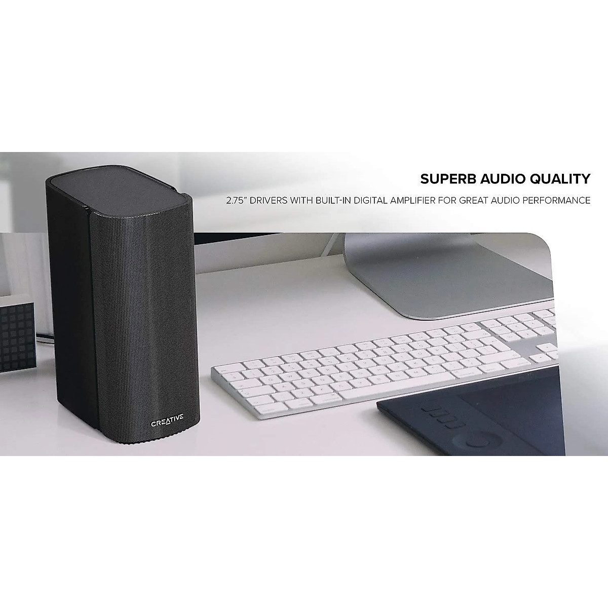 Creative Labs 51MF1690AA002 T100 2.0 Bluetooth Speaker System - 40 W RMS - 50 Hz to 20 kHz - USB - Compact Hi-Fi Wireless Desktop PC Speakers (Renewed)