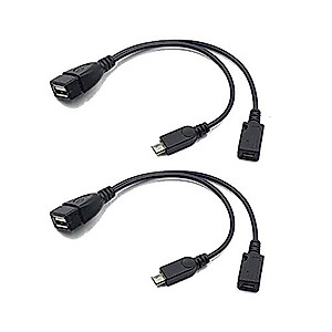 2 Pack OTG Cable Replacement for Fire Stick 4K, Compatible Samsung Galaxy, Amazon Fire TV, Compatible with LG HTC Android Phone Tablet Micro USB Host with Micro USB Power
