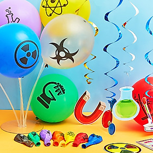 66 Pieces Science Birthday Party Decorations 42 Pieces Science Themed Balloons Math Latex Balloons 24 Pieces Science Hanging Swirls Chemistry Laboratory Streamers Decorations for Lab School Classroom