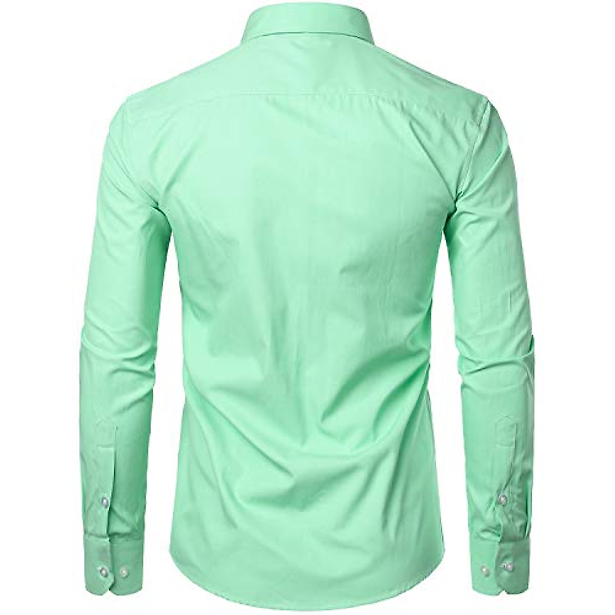 ZEROYAA Men's Long Sleeve Micro Twill Dress Shirt Basic Slim Fit Button Up Business Formal Shirts with Pocket ZYSGCL02 Light Green Medium