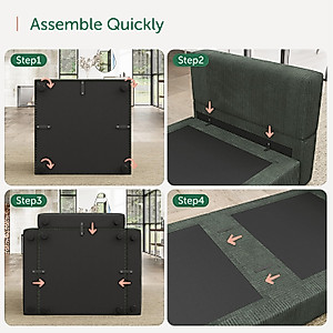 HONBAY Modular Sectional Couch with Storage Corduroy Sectional Sofa with Chaise L Shaped Sectional Couches for Living Room,Green