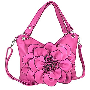 Zzfab Big Flower Purse with Clasp Fushia