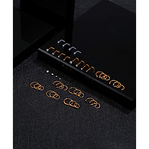 Tornito 20G 40Pcs Stainless Steel Nose Rings Nose Studs Set L-Shaped Bone Curved Nose Stud Piercing Helix Cartilage Tragus Hoop Rings Body Piercing Jewelry for Men and Women 6mm 8mm 10mm Rose Gold