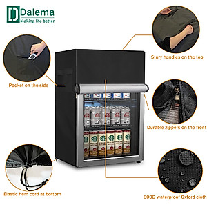 Dalema Outdoor Refrigerator Cover,600D Heavy Duty 100% Waterproof Upright Freezer Cover,Outside Stand Up Fridge Covers.Front Can Be Rolled-Up by Zippers.(Black,20" W x 20" D x 33" H)