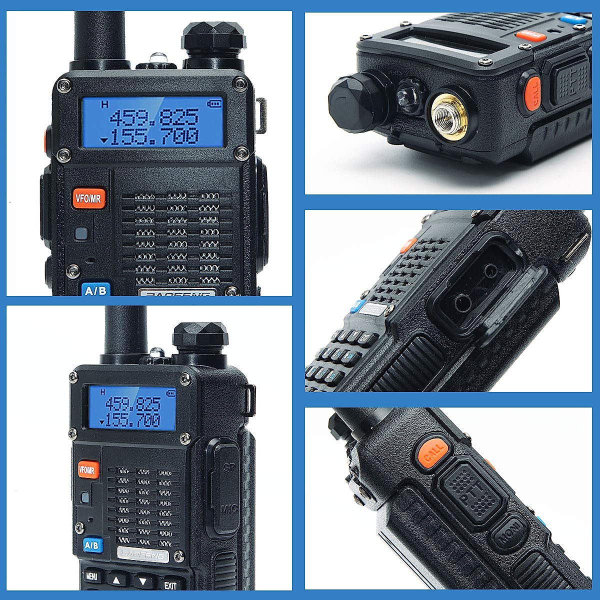 BaoFeng BF-5R A3 Tri-Band Portable Two Way Radio Ham Radio with 220 Antenna Full Kits