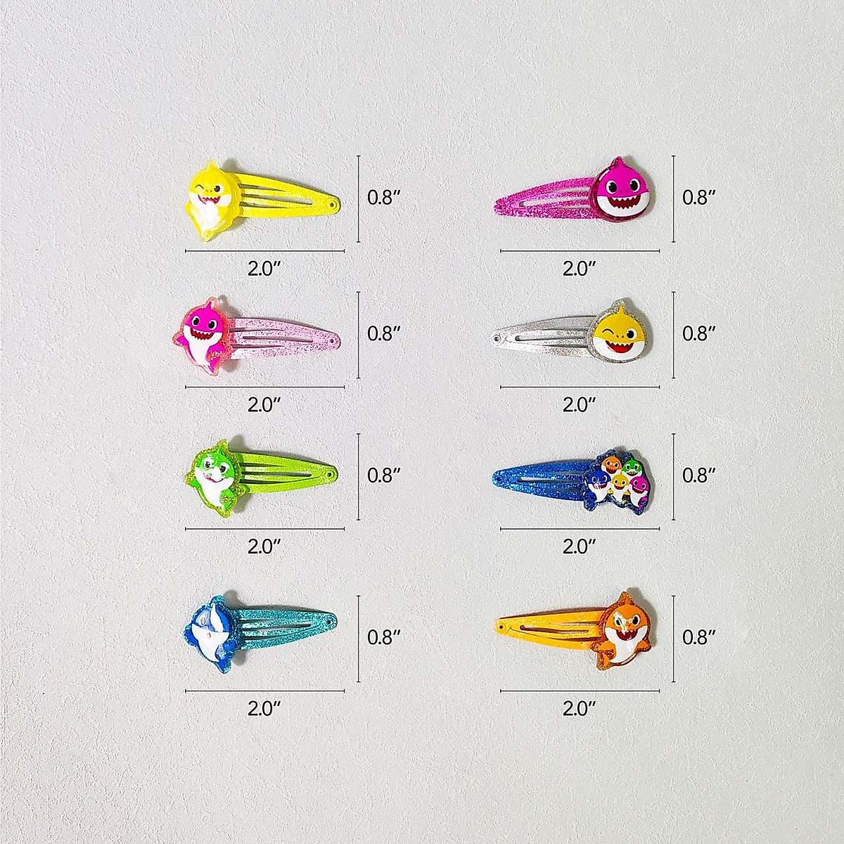 Baby Shark Kids Hair Clips for Girls Snap Clips 8 Pack Multi Color Ages 3+