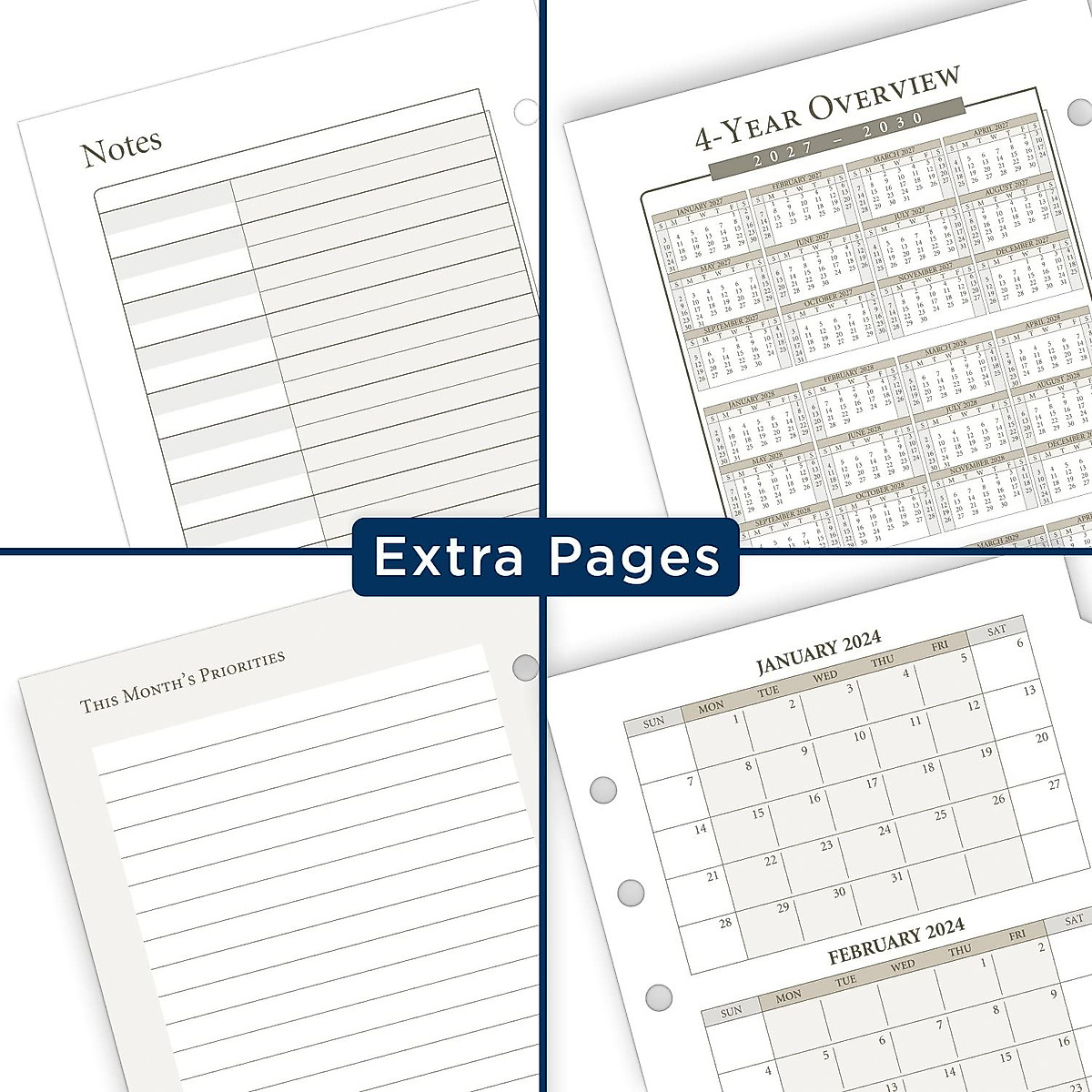 AT-A-GLANCE 2024 Daily & Monthly Planner Two Page Per Day Refill, 3-3/4" x 6-3/4", Portable Size, Loose-Leaf (471-225-24)