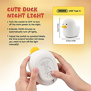 UNEEDE LED Benson Night Light, Cute Duck Animal Silicone Nursery Night Light Rechargeable Table Lamp Bedside Lamp with Touch Sensor for Baby Girls Women Bedrooms, Living Room