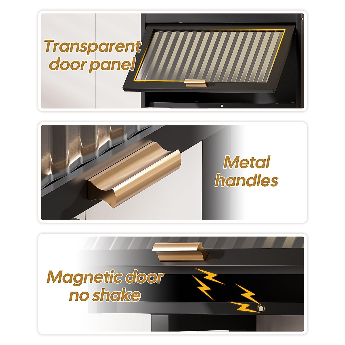 Cozivolife Over The Toilet Storage Cabinet,Bamboo Bathroom Organizer Rack with Lid and 2 Hooks,Space Saver Shelf for Bathroom,No Drilling Design Wall Mounted (Black, L)