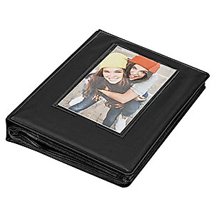 Zink 2x3 Photo Album 64-Pocket Mini Photo Album w/ Transparent Window Cover for 2”x3” ZINK Zero Ink Photo Paper Compatible with Kodak, Lifeprint, Polaroid, HP, Canon, Fujifilm 2x3" Photos, Black