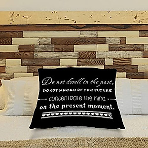 Inspirational Do Not Dwell in The Past Do Not Dream of The Future Concentrate The Mind On The Present Moment Throw Pillows for Couch Black Rustic Cozy Square Pillow for Couch Sofa Bedroom Car Living