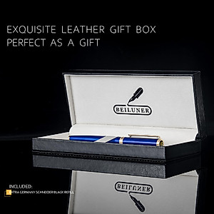 BEILUNER Luxury Rollerball Pen,24K Gold Trim,Noble and Elegant Designs,Schneider Ink Refill, Best Roller Ball Pen Gift Set for Men & Women, Professional, Executive Office, Nice Pens