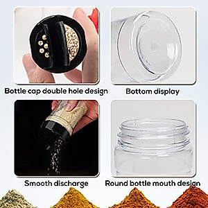 Ysanciuu 18 Pack 3.5 Oz Clear Plastic Spice Jars With Black Cap,Glitter Shaker Bottle Empty,Seasoning Containers for Storing Spice,Herbs and Seasoning Powders