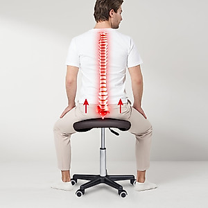 Master Massage Ergonomic Saddle Chair-Saddle Stool- Hydraulic Swivel Rolling Chair-Salon Clinical Tattoo Dentist Clinic Stool, Spas, Salons Stools, Workshop Office-Coffee