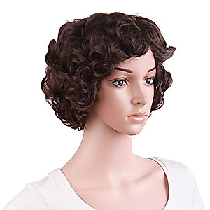 MapofBeauty 11.8 Inch/30 cm Special Elderly Short Curly Fashion Wigs(Dark Brown)