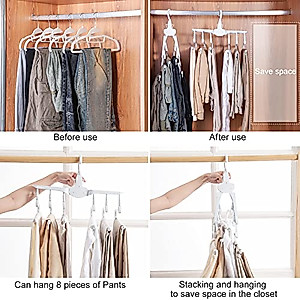 Magic Pants Hangers 2 Pack Space Saving Non-Slip Clothes Hangers Folding Storage 6 in 1 Multiple Layers Multifunctional Uses Rack Organizer for Trousers Scarves Slack KATEI STORY